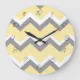 Grey and Yellow Chevron Wall Clock | Zazzle