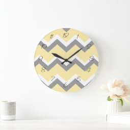 Grey and Yellow Chevron Wall Clock | Zazzle