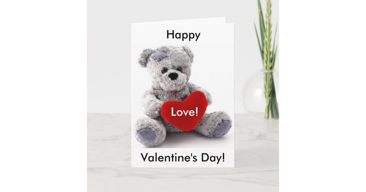 Grey Bear With Heart Card | Zazzle