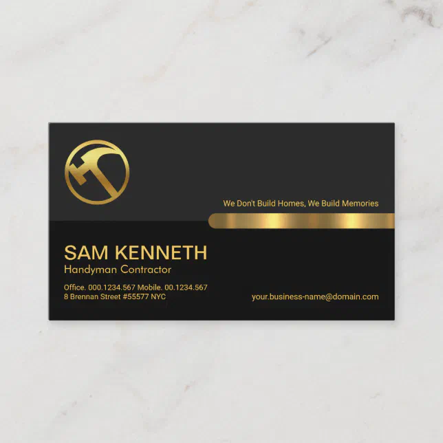 Grey Black Retro Columns Builder Handyman Business Card | Zazzle