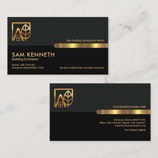 Grey Black Retro Columns Building Construction Business Card | Zazzle