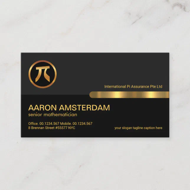 Grey Black Retro Columns Gold Numbers Pi Math Business Card | Zazzle