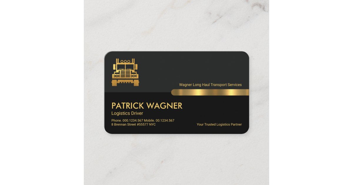 Grey Black Retro Columns Logistics Transporter Business Card | Zazzle