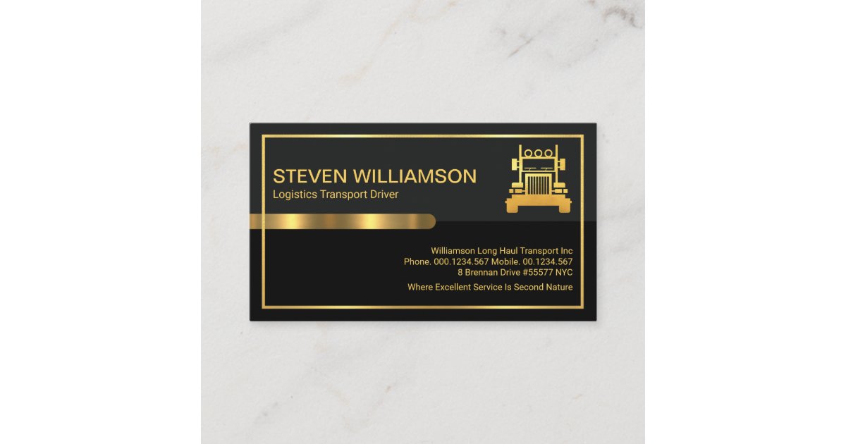 Grey Black Retro Columns Truck Delivery Business Card | Zazzle