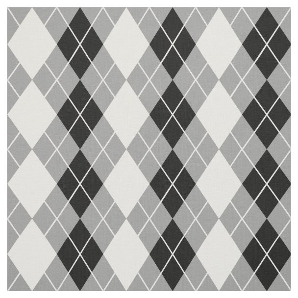 Gray and White Argyle Fabric | Zazzle