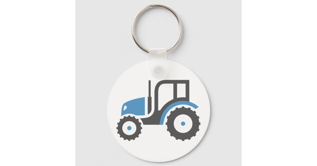 Grey Blue Tractor Keychain | Zazzle