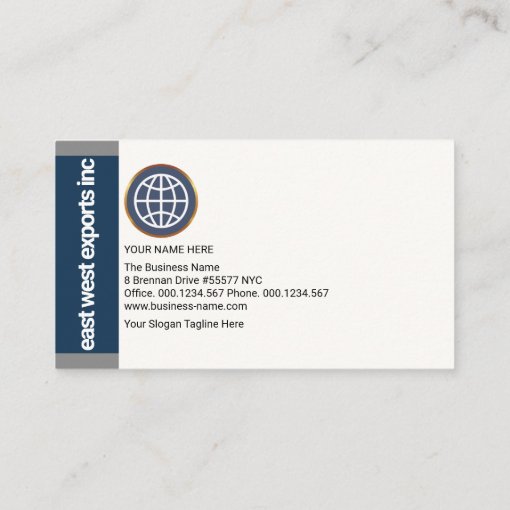 Grey Borders Blue Arrowhead Import Export Business Card | Zazzle