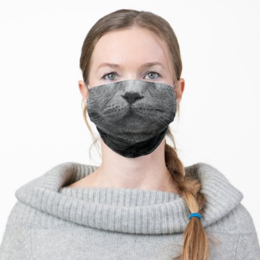 Grey Cat Adult Cloth Face Mask | Zazzle