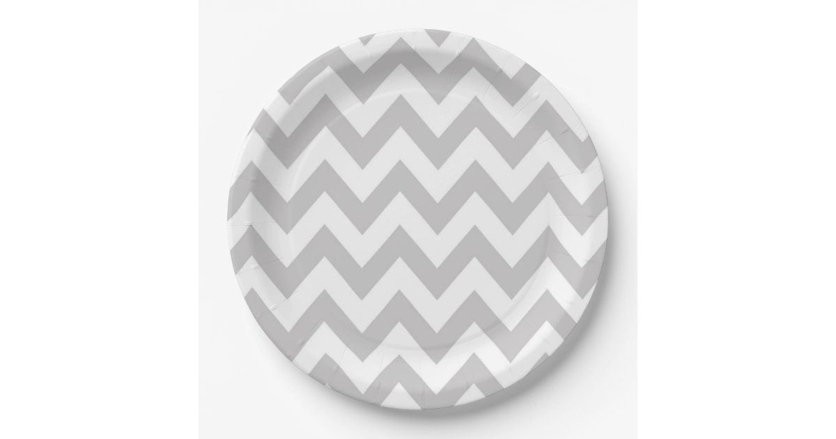Grey Chevron Paper Plates | Zazzle