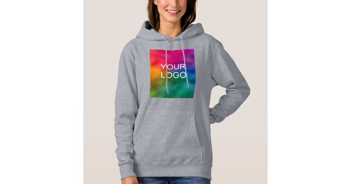 Grey Colour Template Upload Business Logo Hoodie | Zazzle