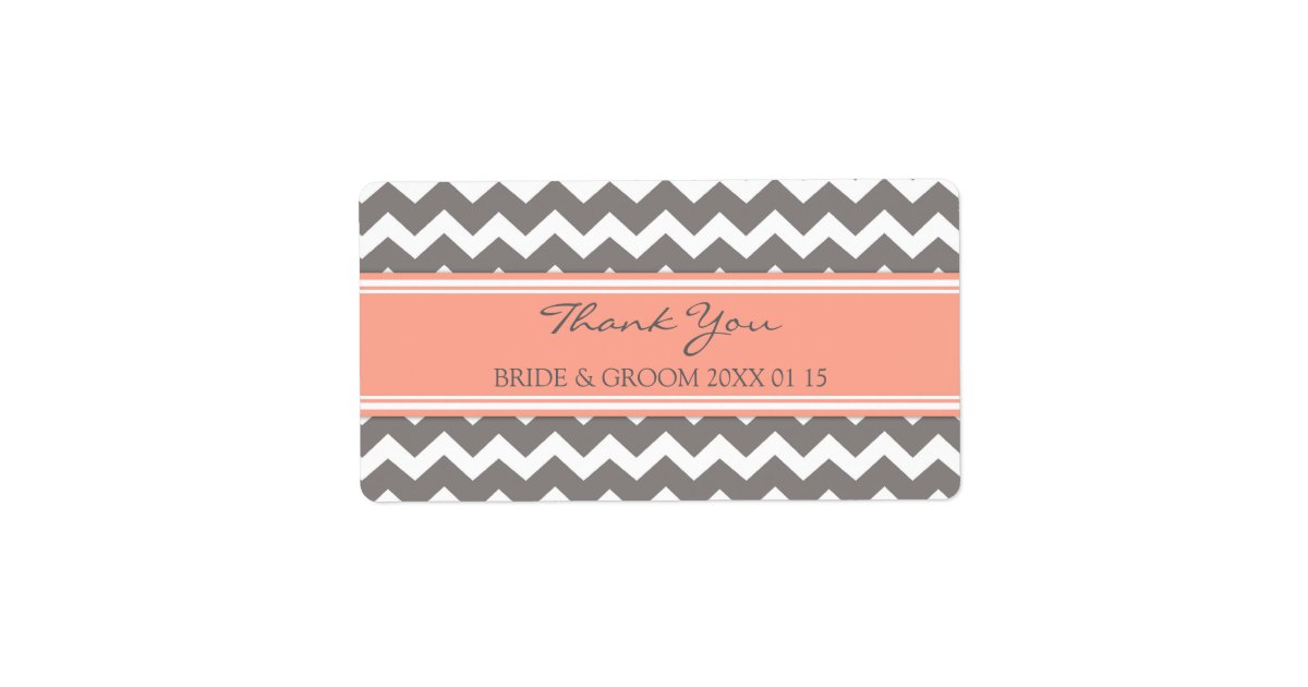 Grey Coral Chevron Wedding Labels | Zazzle