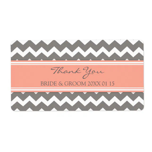 Grey Coral Chevron Wedding Labels | Zazzle