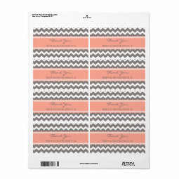 Grey Coral Chevron Wedding Labels | Zazzle