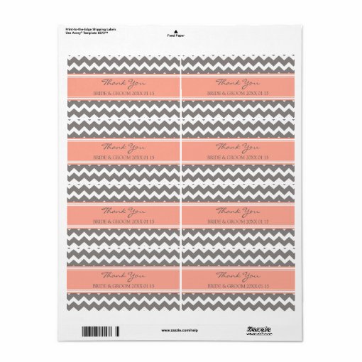 Grey Coral Chevron Wedding Labels | Zazzle