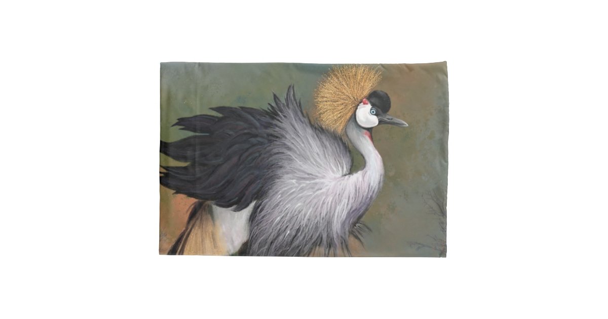 Grey Crowned Crane Pillow Case | Zazzle