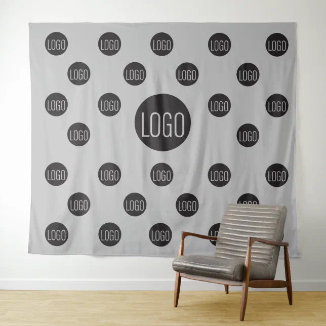 Grey Custom Logo backdrop Company step and repeat | Zazzle