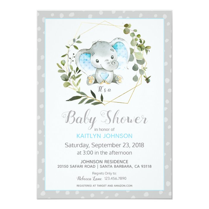 Grey Elephant Modern Baby Shower Invitation | Zazzle.com