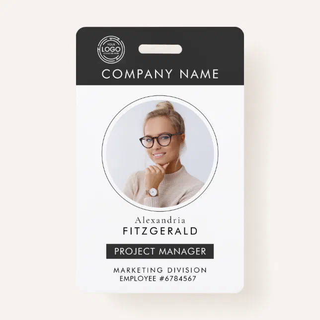 Grey | Employee Photo ID Company Security Badge | Zazzle