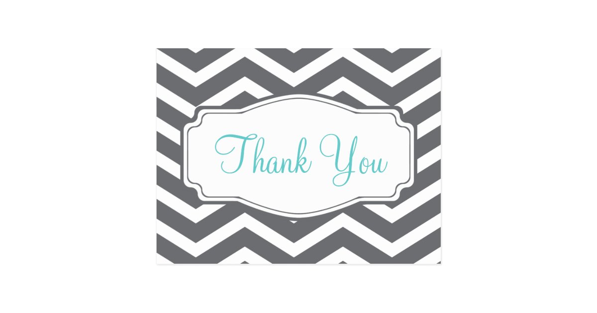 Grey Gray Chevron Thank You Postcard | Zazzle.com