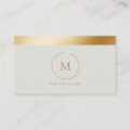 Grey-Green Gold Stripe Monogramm Circle Business Card | Zazzle
