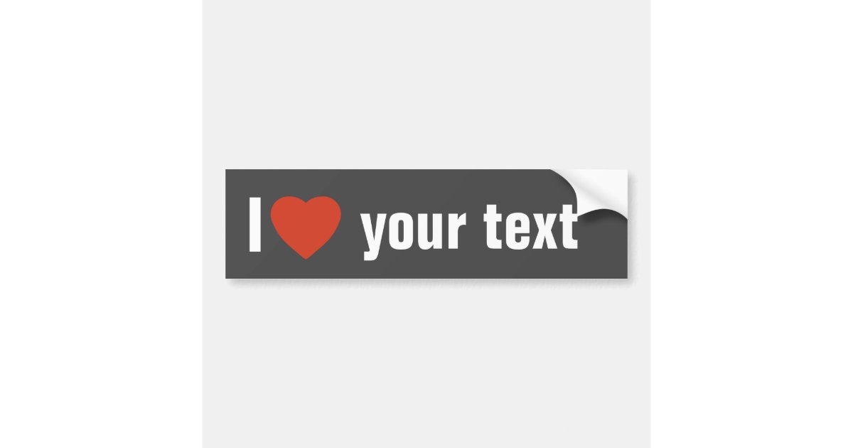 Grey I Heart Bumper Sticker | Zazzle