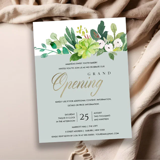GREY KRAFT FOLIAGE FRAME GRAND OPENING CEREMONY POSTCARD | Zazzle