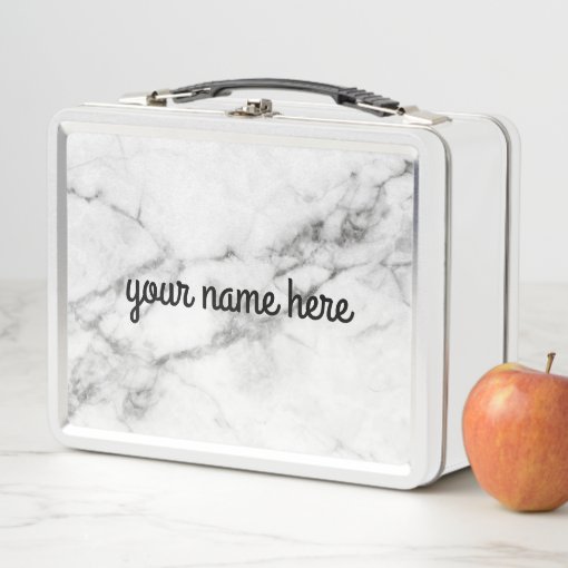 Grey Marble Personalized Lunch Box | Zazzle