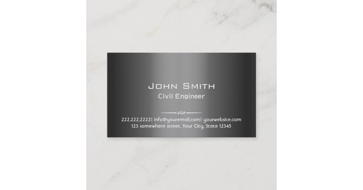 Grey Metal Civil Engineer Business Card | Zazzle