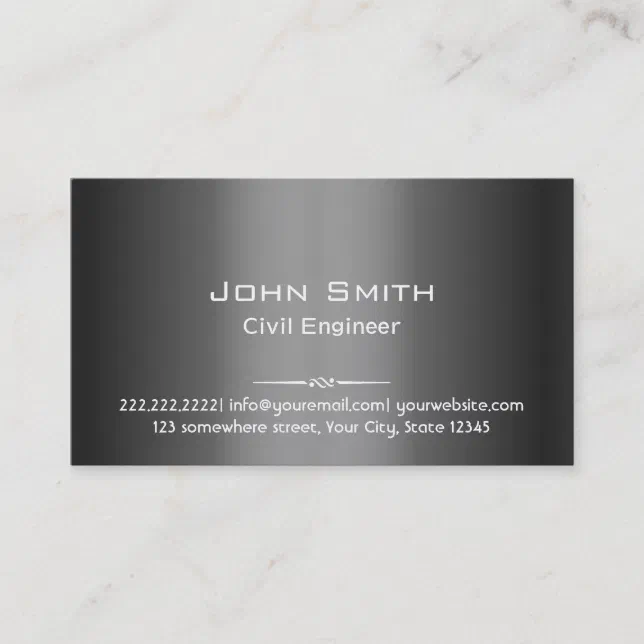 Grey Metal Civil Engineer Business Card | Zazzle