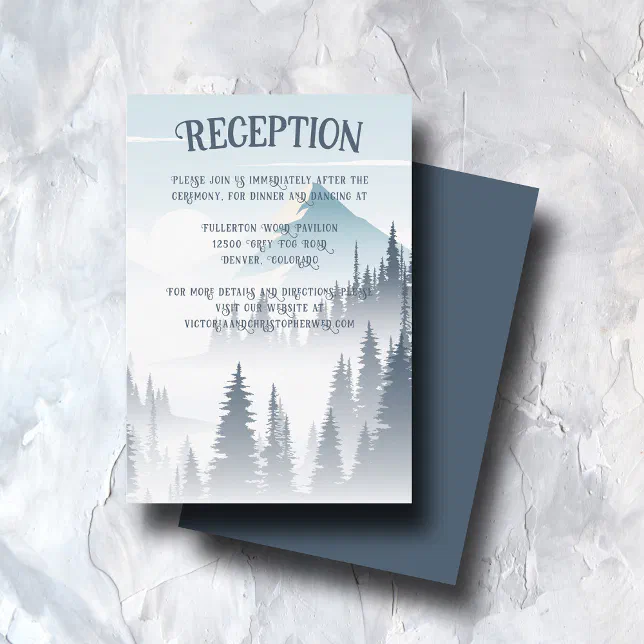 Grey Mountain Fog Wilderness Wedding Reception Enclosure Card | Zazzle