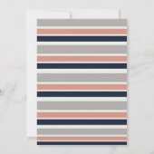 Grey Navy Blue Pink Coastal Stripes Wedding Invitation | Zazzle