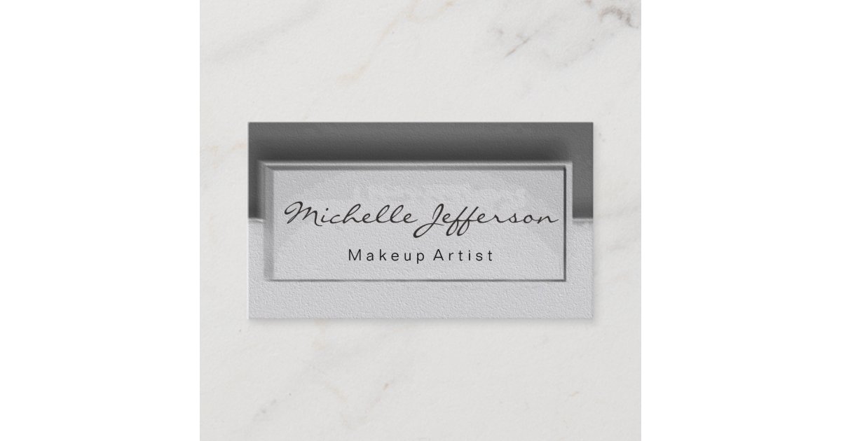 Grey Pattern Makeup Artist Script Business Card | Zazzle