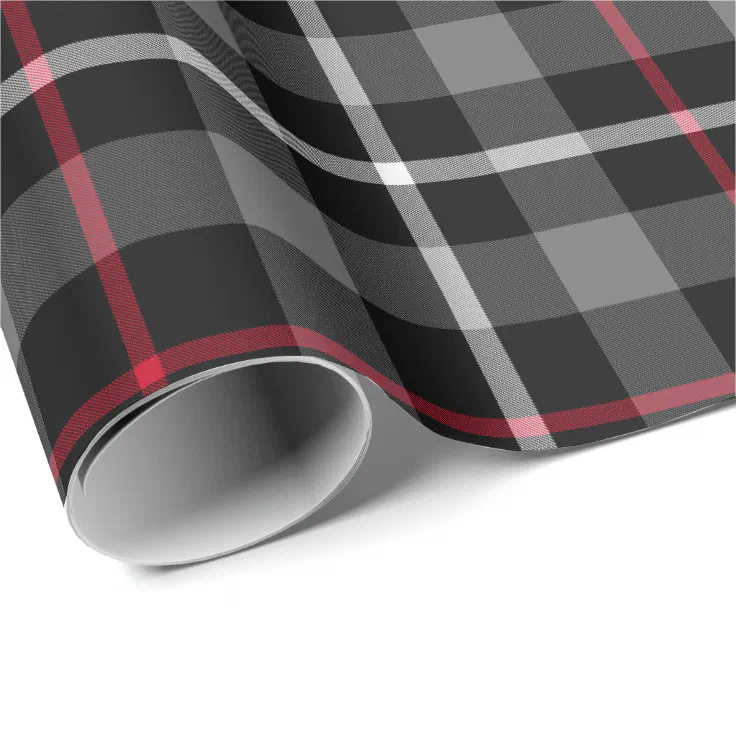 Grey Plaid For Christmas Wrapping Paper | Zazzle