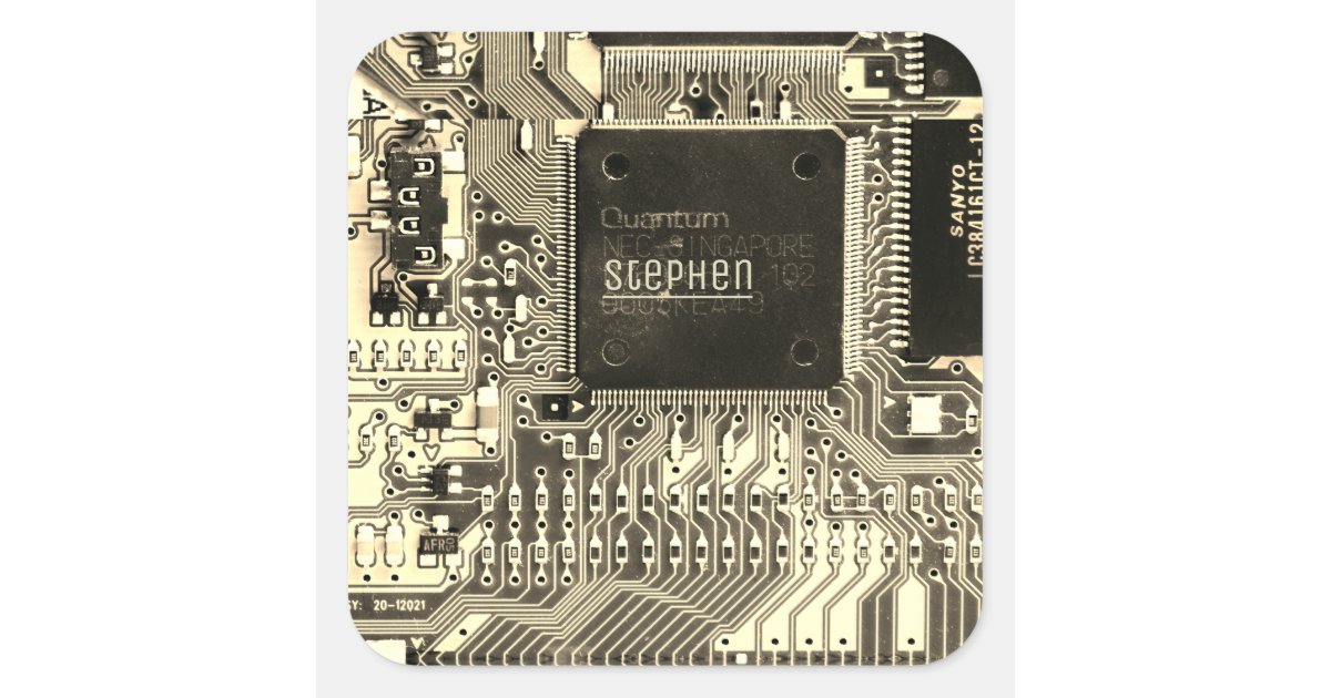 Grey printed circuit board • Geek electronic PCB Square Sticker | Zazzle