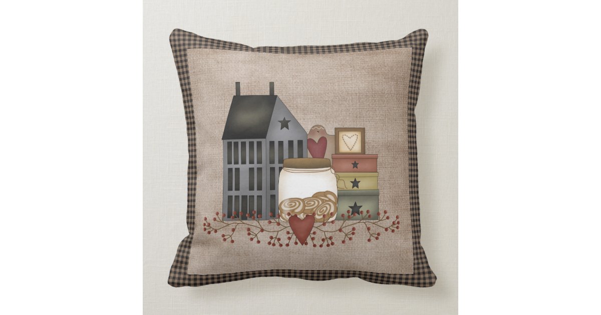 Grey Saltbox House - Primitive Country Throw Pillow | Zazzle.com