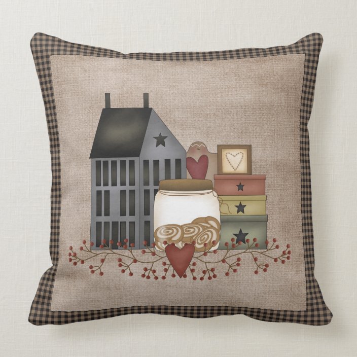 Grey Saltbox House - Primitive Country Throw Pillow | Zazzle.com