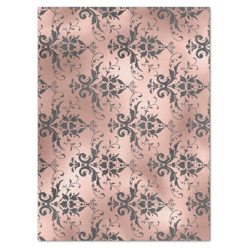 Grey Scroll Work Floral on Pink Decoupage Tissue Paper | Zazzle