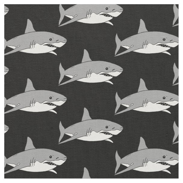 Shark Teeth on Navy Blue Fabric | Zazzle