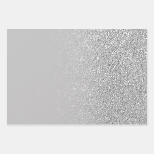 Grey Silver Faux Glitter Ombre Mix Wrapping Paper Sheets | Zazzle