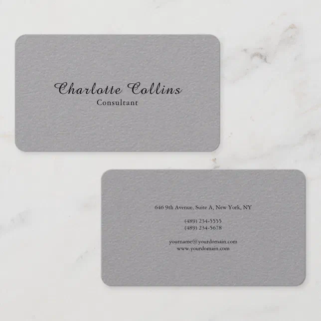 Grey Simple Plain Minimalist Professional Modern Business Card | Zazzle