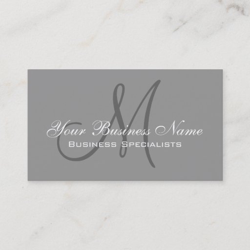 Grey Simple Plain Monogram Logo Business Card