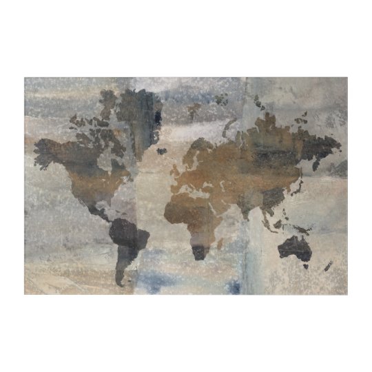 Grey Stone Map Of The World Acrylic Print | Zazzle.com