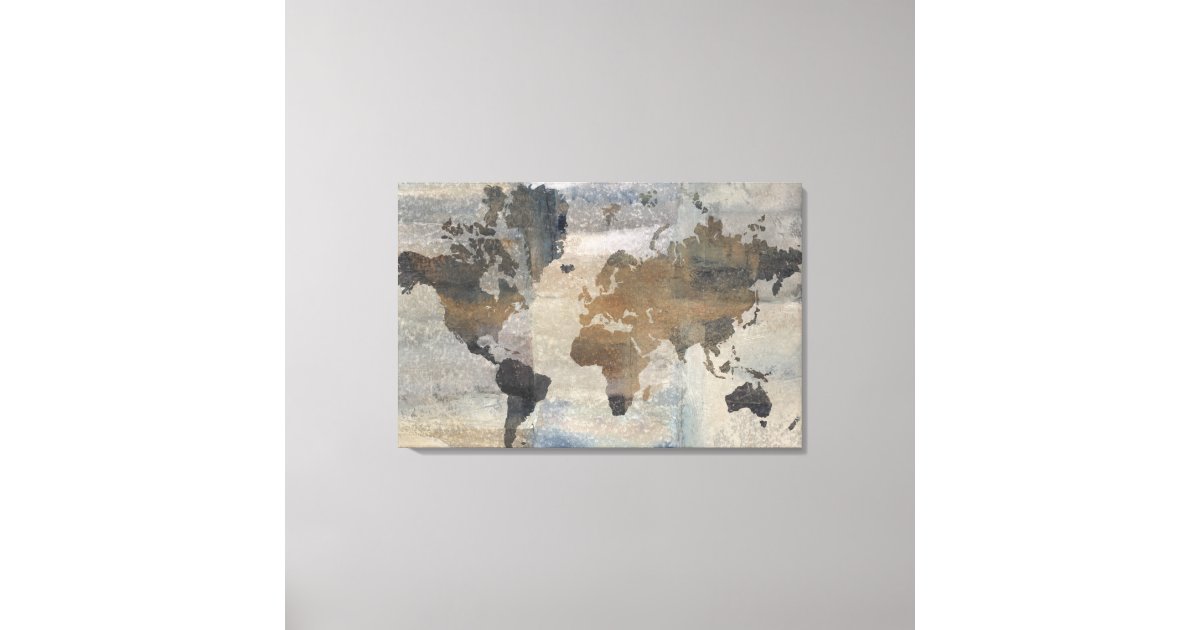 Grey Stone Map Of The World Canvas Print | Zazzle