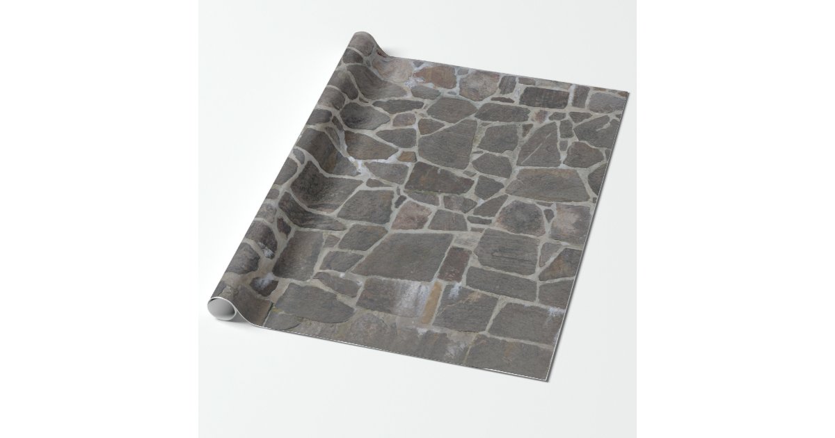 Grey stone wall texture wrapping paper | Zazzle
