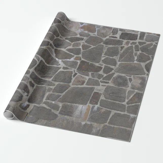 Grey stone wall texture wrapping paper | Zazzle