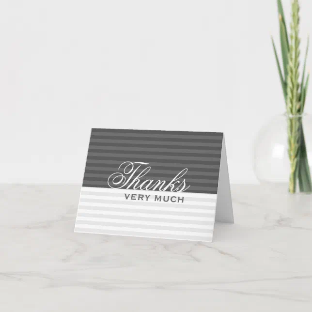 Grey Stripes : : Black And White Thank You Cards | Zazzle