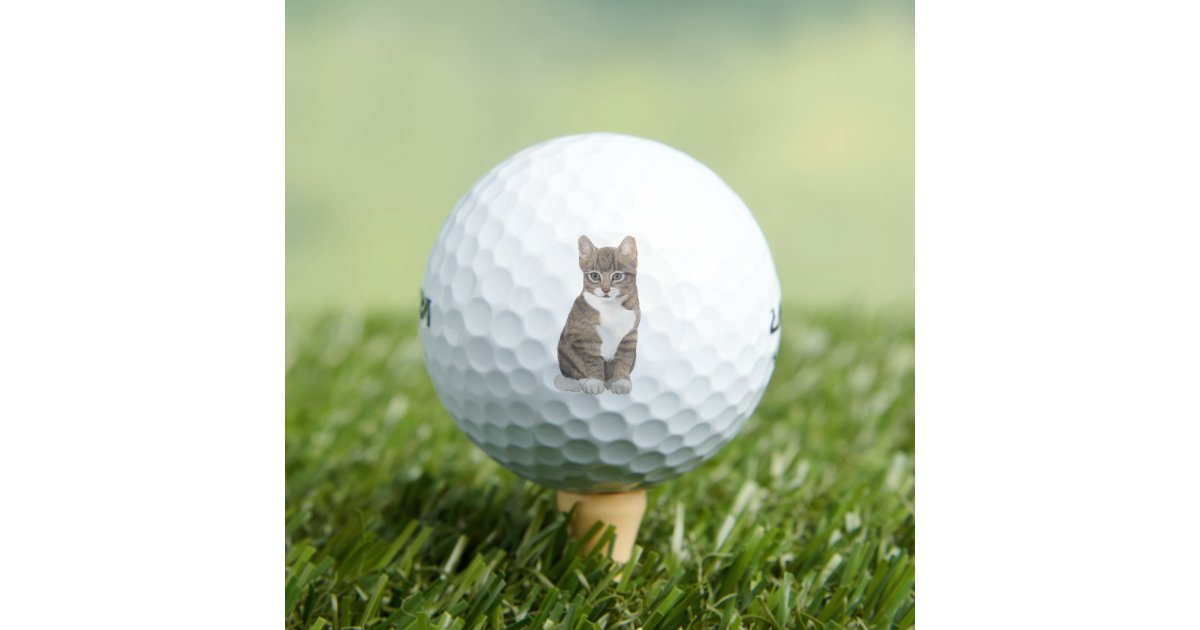 Grey Tabby Cat Golf Balls | Zazzle