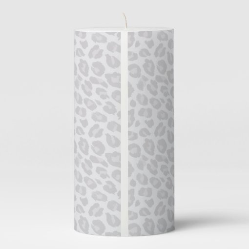 Grey Tonal Leopard Print Pillar Candle | Zazzle
