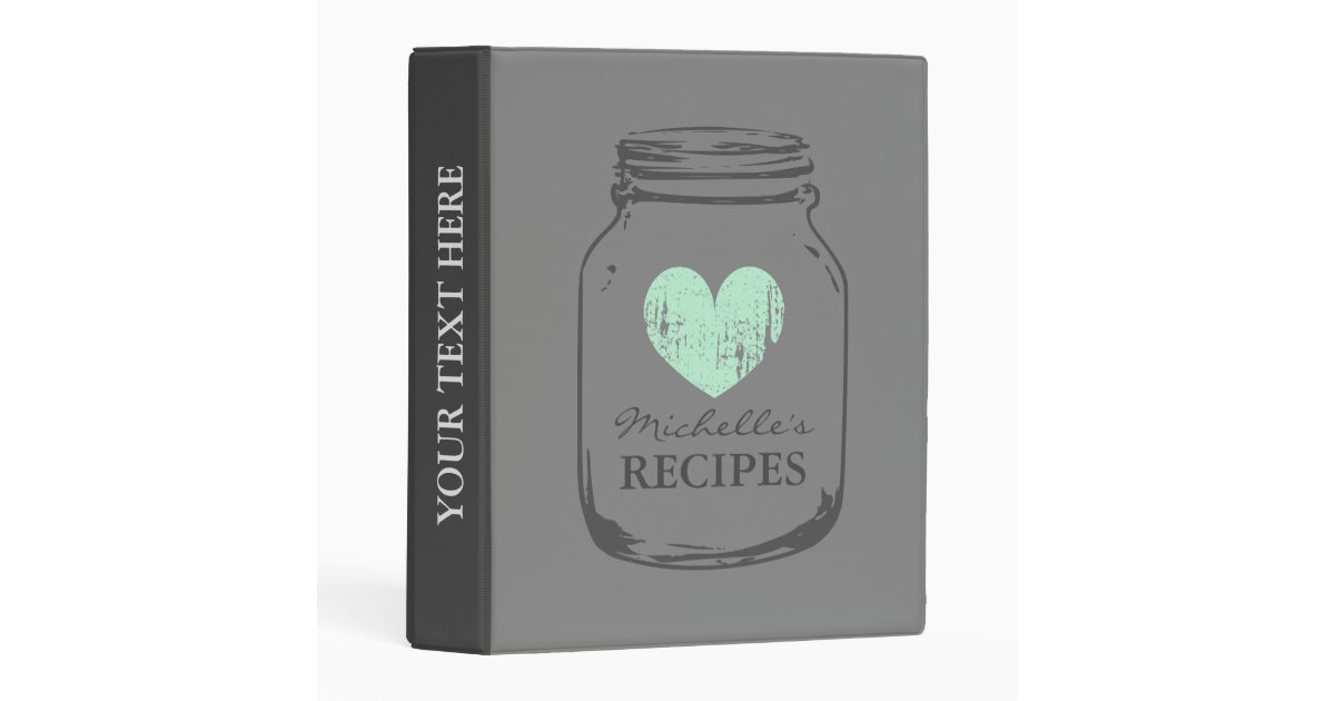 Grey vintage mason jar mini recipe binder book | Zazzle