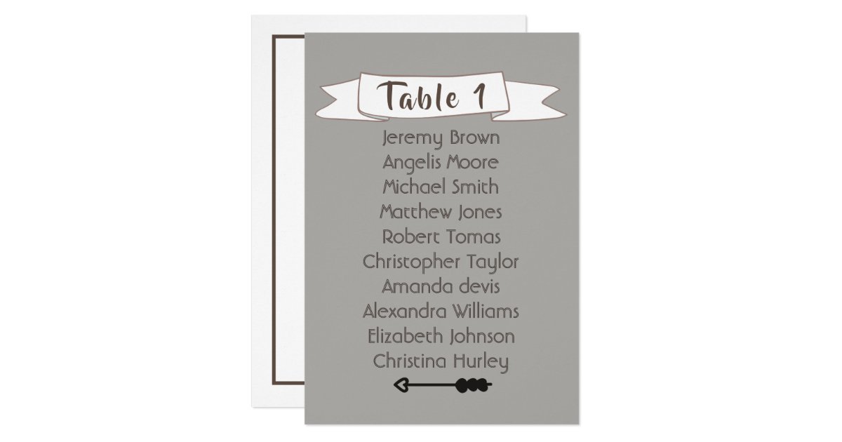 Grey wedding seating chart. invitation | Zazzle.com